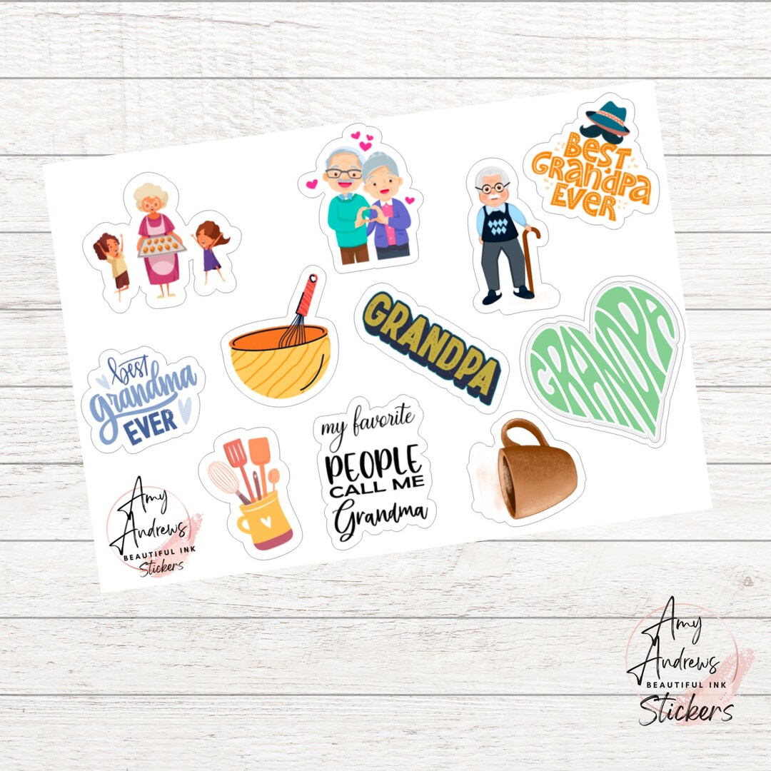 Grandma & Grandpa Clip Art Stickers - Etsy