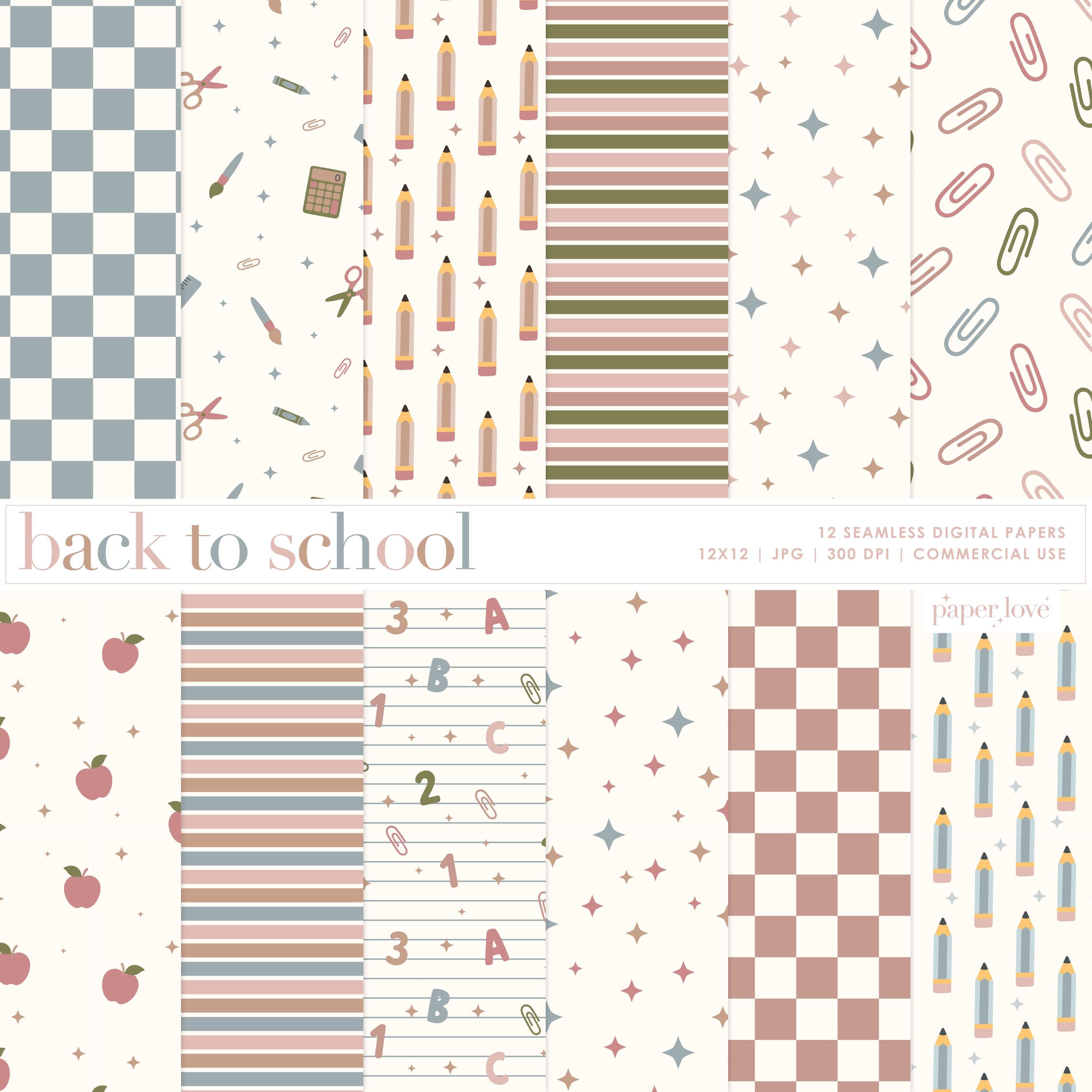 Pastel Back to School Seamless Pattern, Digital Paper for Classroom ...
