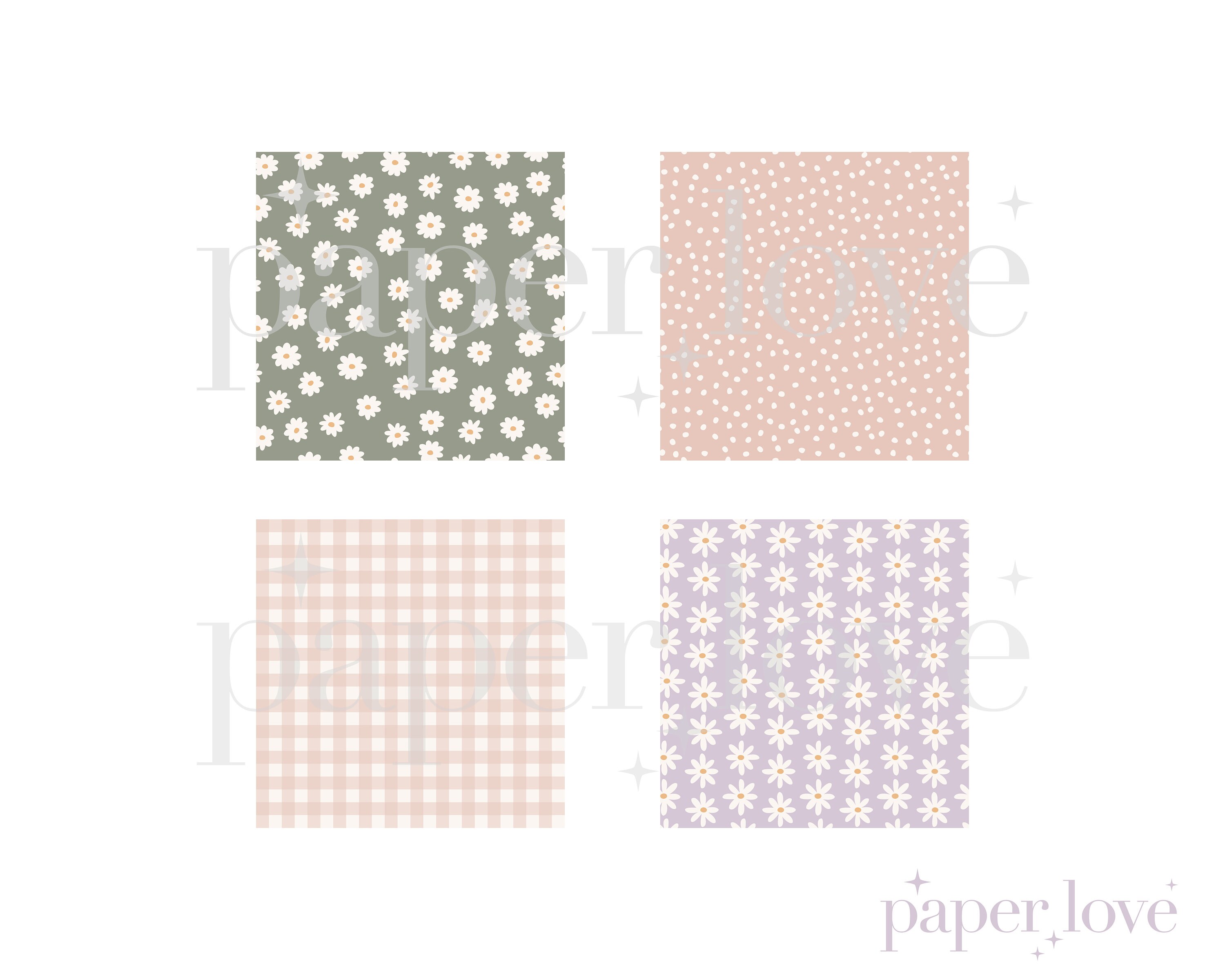 Daisy Digital Paper, Boho Daisy Floral Seamless Repeat Pattern ...