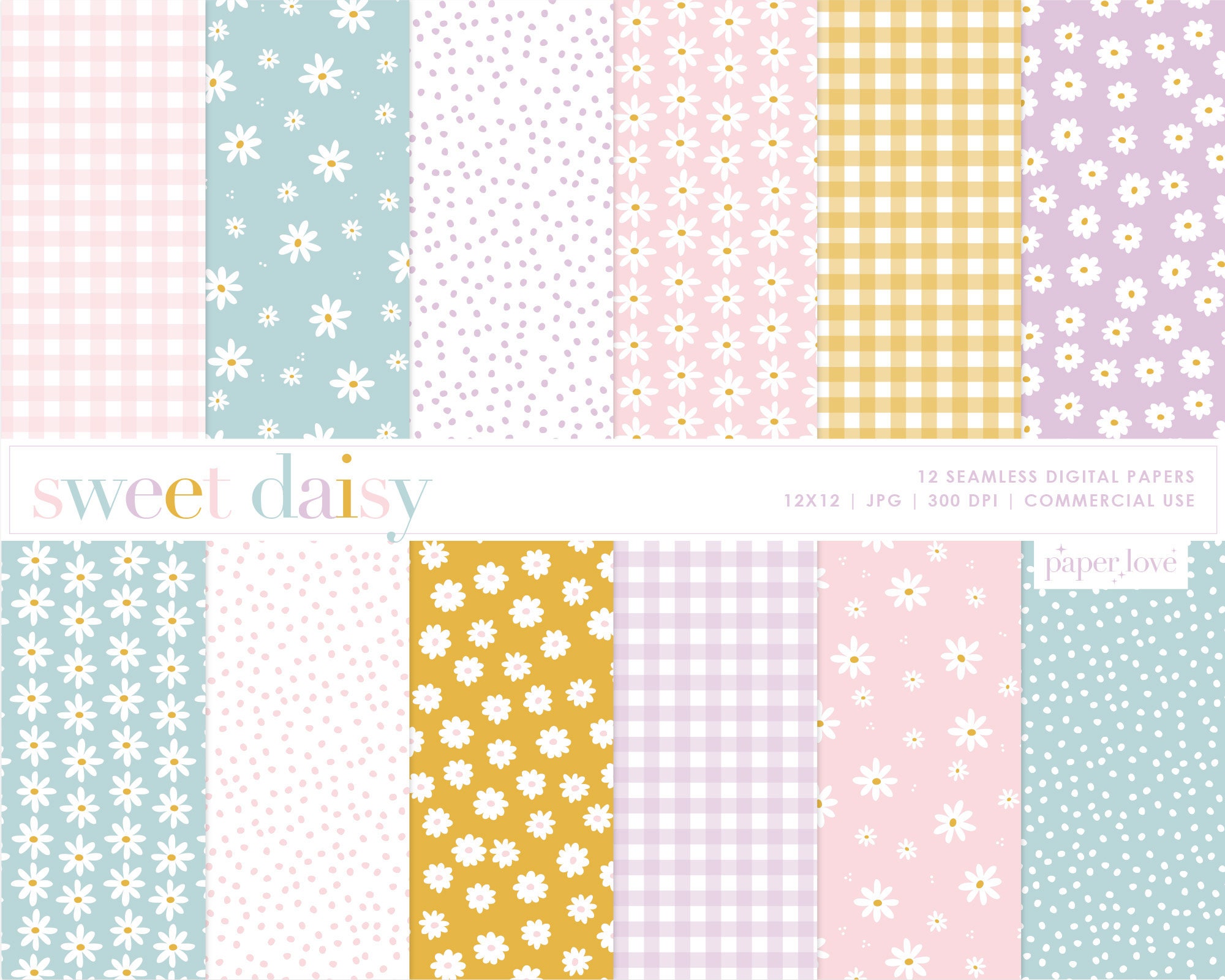 Daisy Digital Paper, Daisy Floral Seamless Repeat Pattern, Backgrounds ...