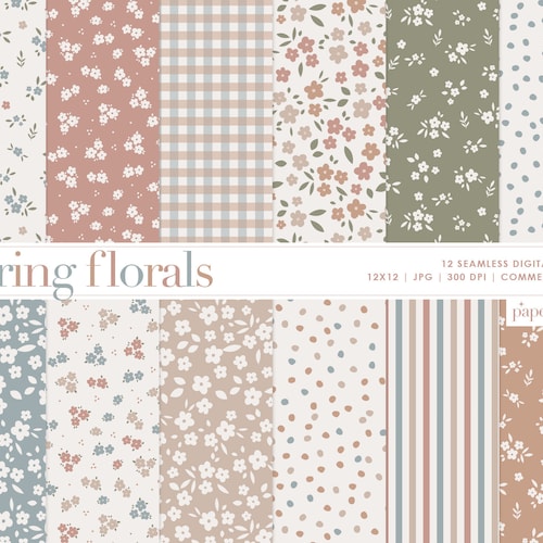 Spring Floral Digital Paper Spring Floral Seamless Pattern - Etsy