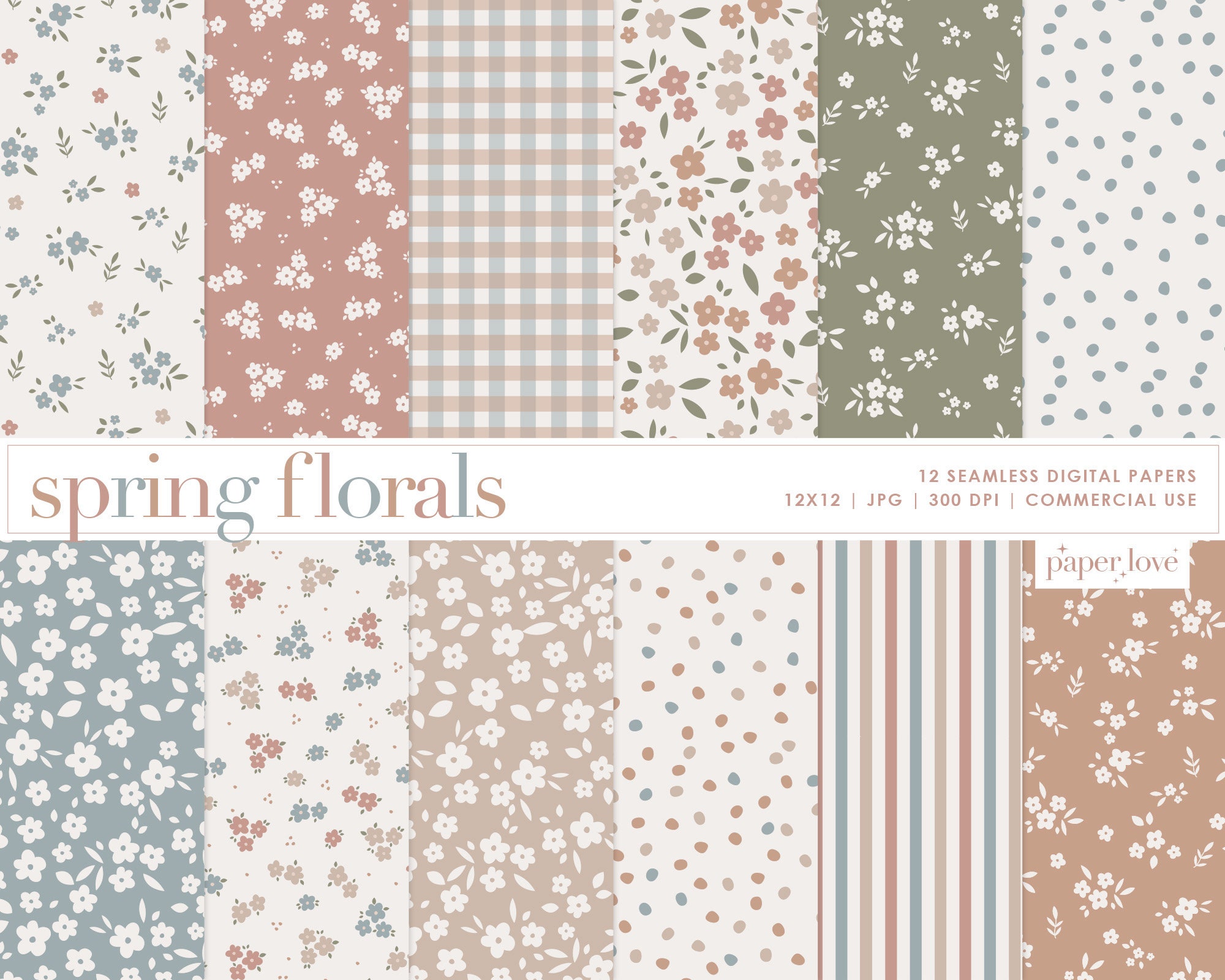 Spring Floral Digital Paper, Spring Floral Seamless Pattern ...