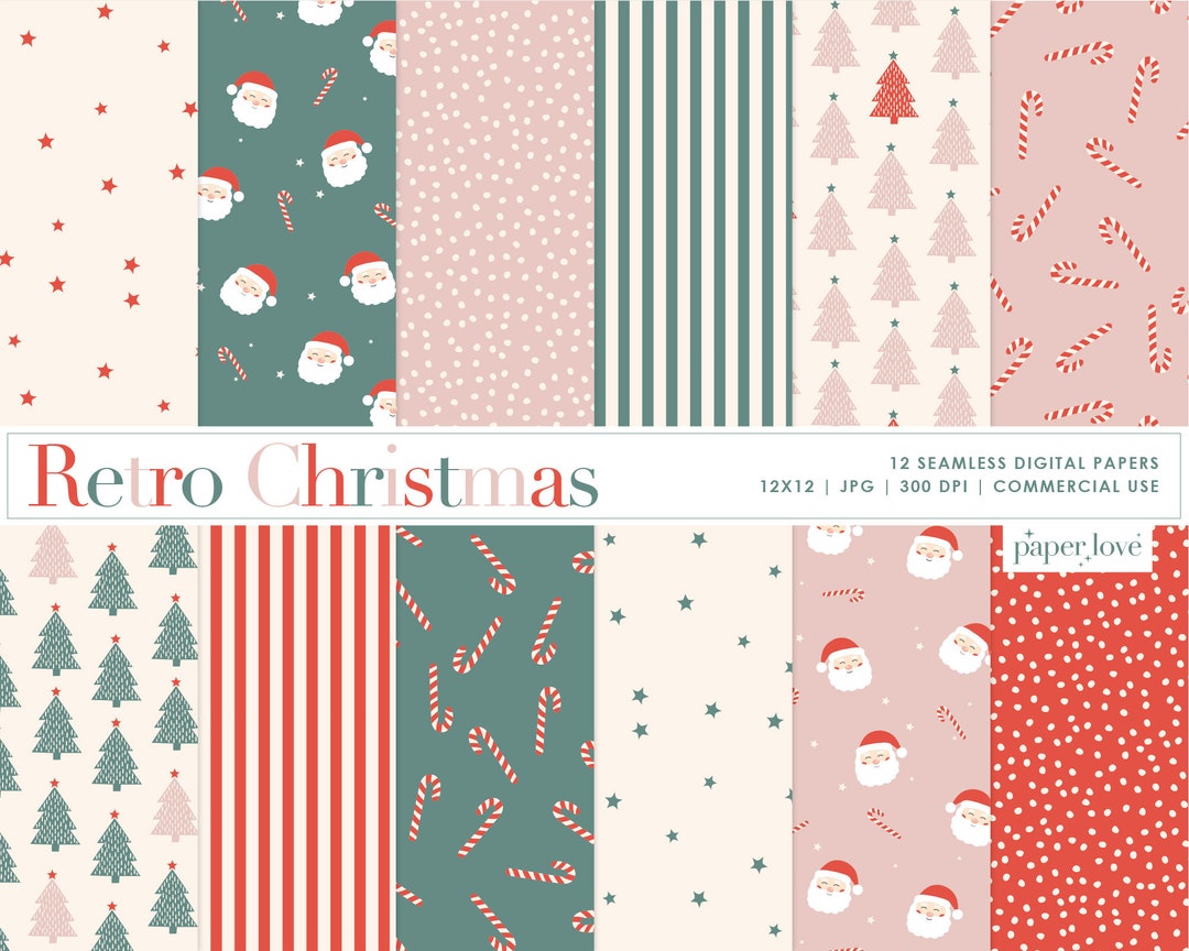 Christmas Digital Paper, Christmas Scrapbook Paper, Santa Digital Paper ...