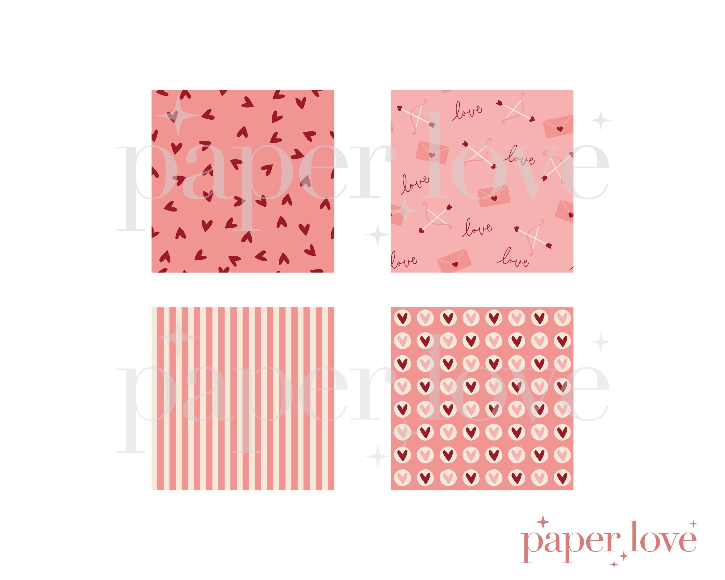 Valentine Seamless Digital Papers, Heart Scrapbook Paper, Red Love ...