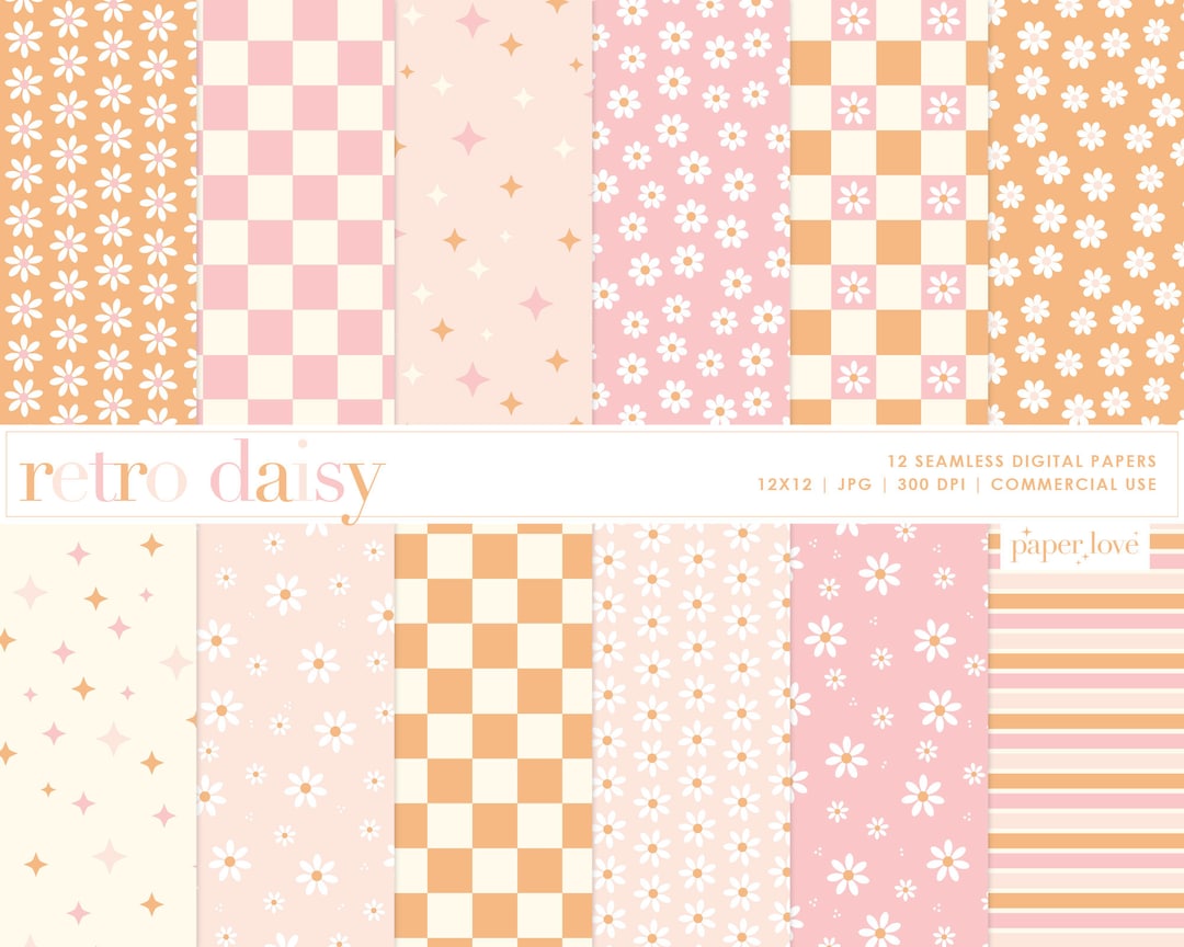 Retro Daisy Seamless Pattern, Pastel Daisy Repeat Pattern, Spring Daisy ...
