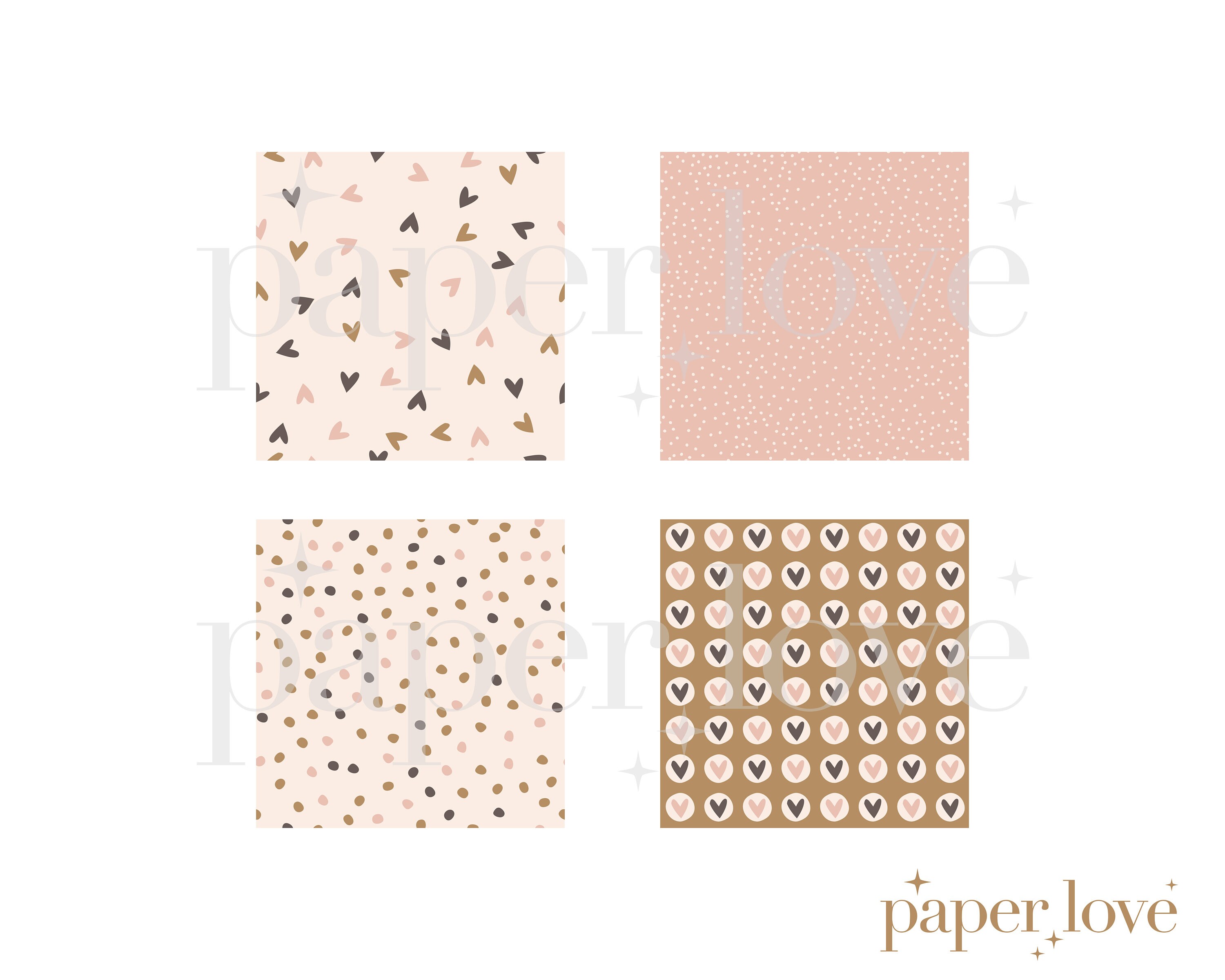 12 Boho Valentine Seamless Digital Papers, Scrapbook Paper, Heart ...
