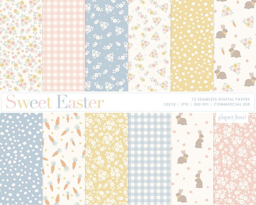 Easter Seamless Digital Paper, Spring Floral Easter Bunny Scrapbooking ...