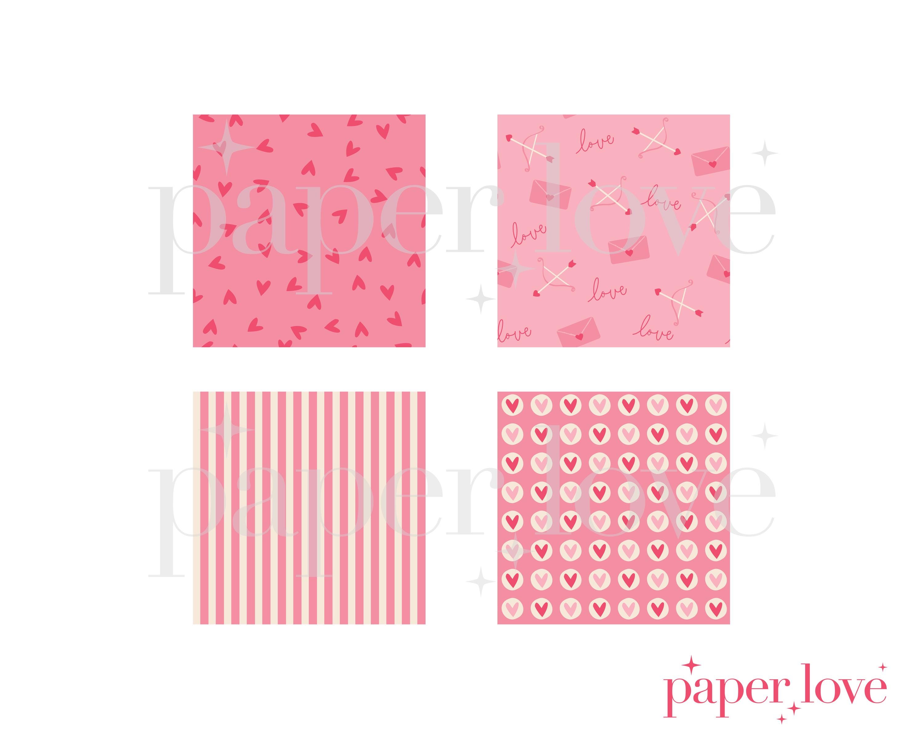 12 Valentine Hearts Seamless Digital Papers, Valentine's Day Scrapbook ...