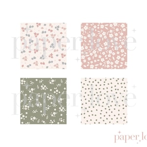 Floral Cottagecore Digital Paper, Spring Floral Seamless Repeat Pattern ...