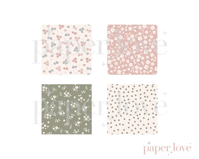Floral Cottagecore Digital Paper, Spring Floral Seamless Repeat Pattern ...