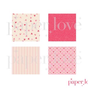 12 Valentine Hearts Seamless Digital Papers, Heart Scrapbook Paper ...