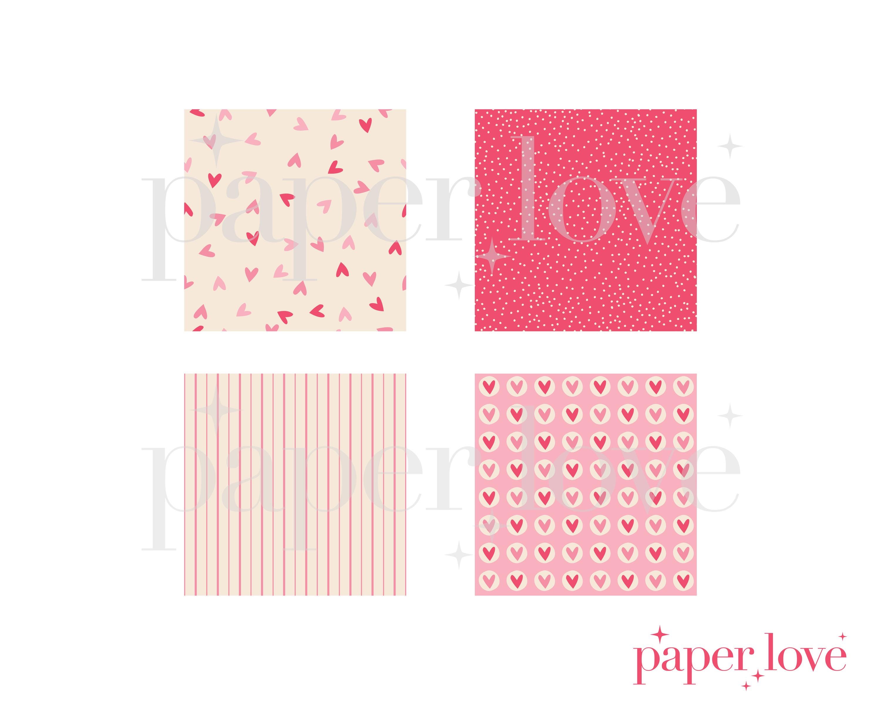 12 Valentine Hearts Seamless Digital Papers, Heart Scrapbook Paper ...
