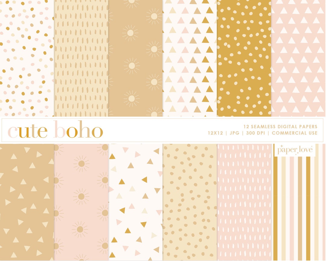 12 Seamless Boho Digital Paper, Boho Print, Boho Scrapbook Paper ...