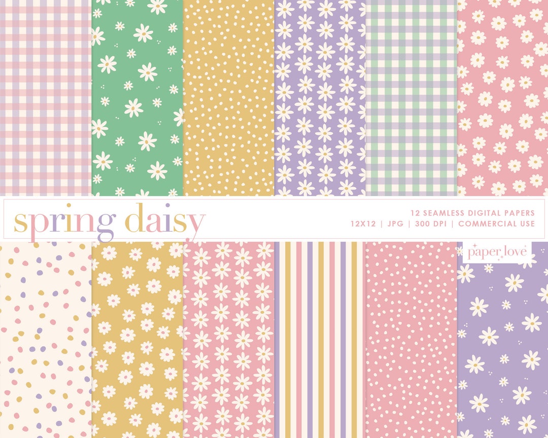 Spring Daisy Seamless Digital Paper, Spring Daisy Floral Seamless ...