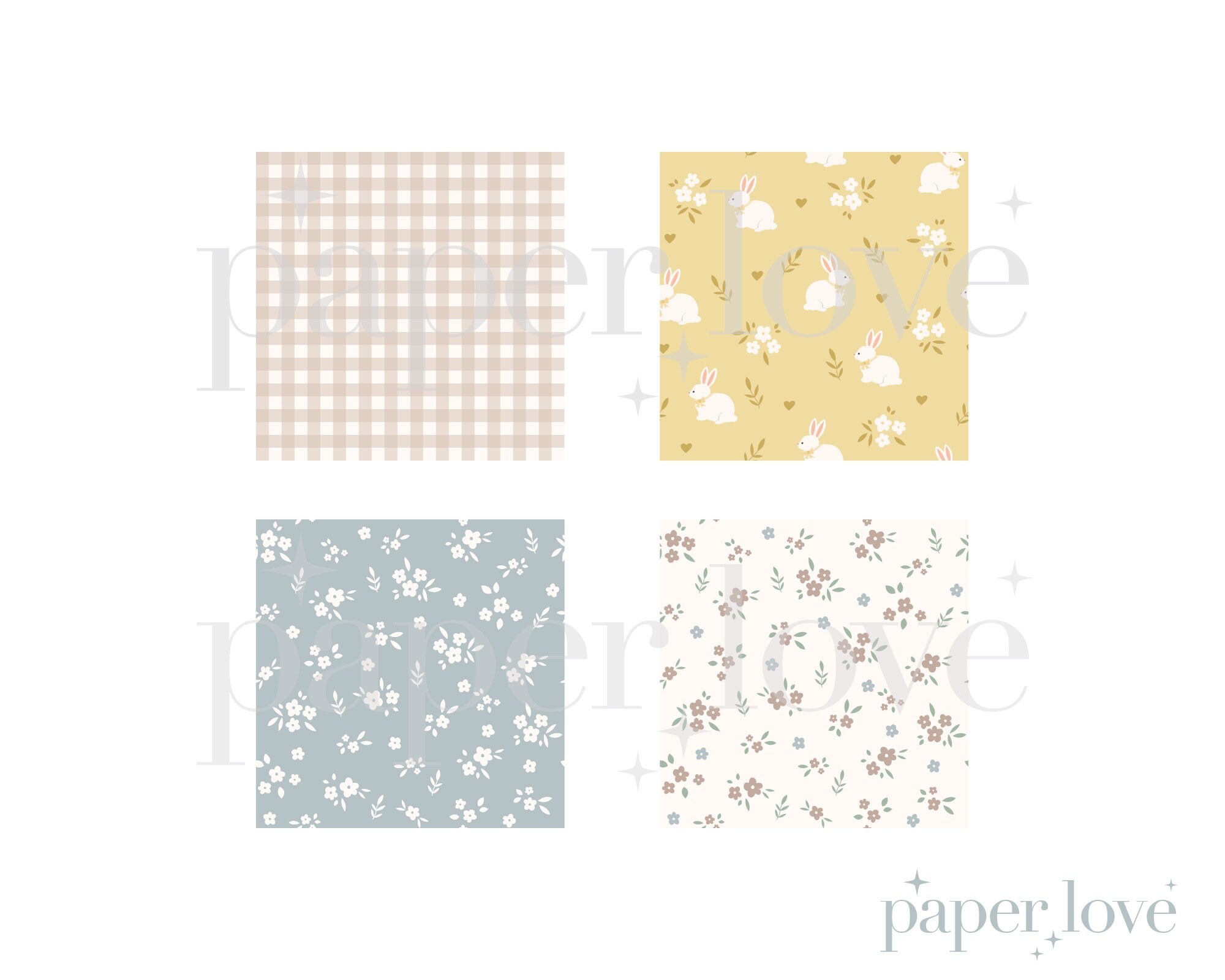 12 Easter Seamless Digital Papers, Boho Easter Scrapbook Paper, Bunny ...