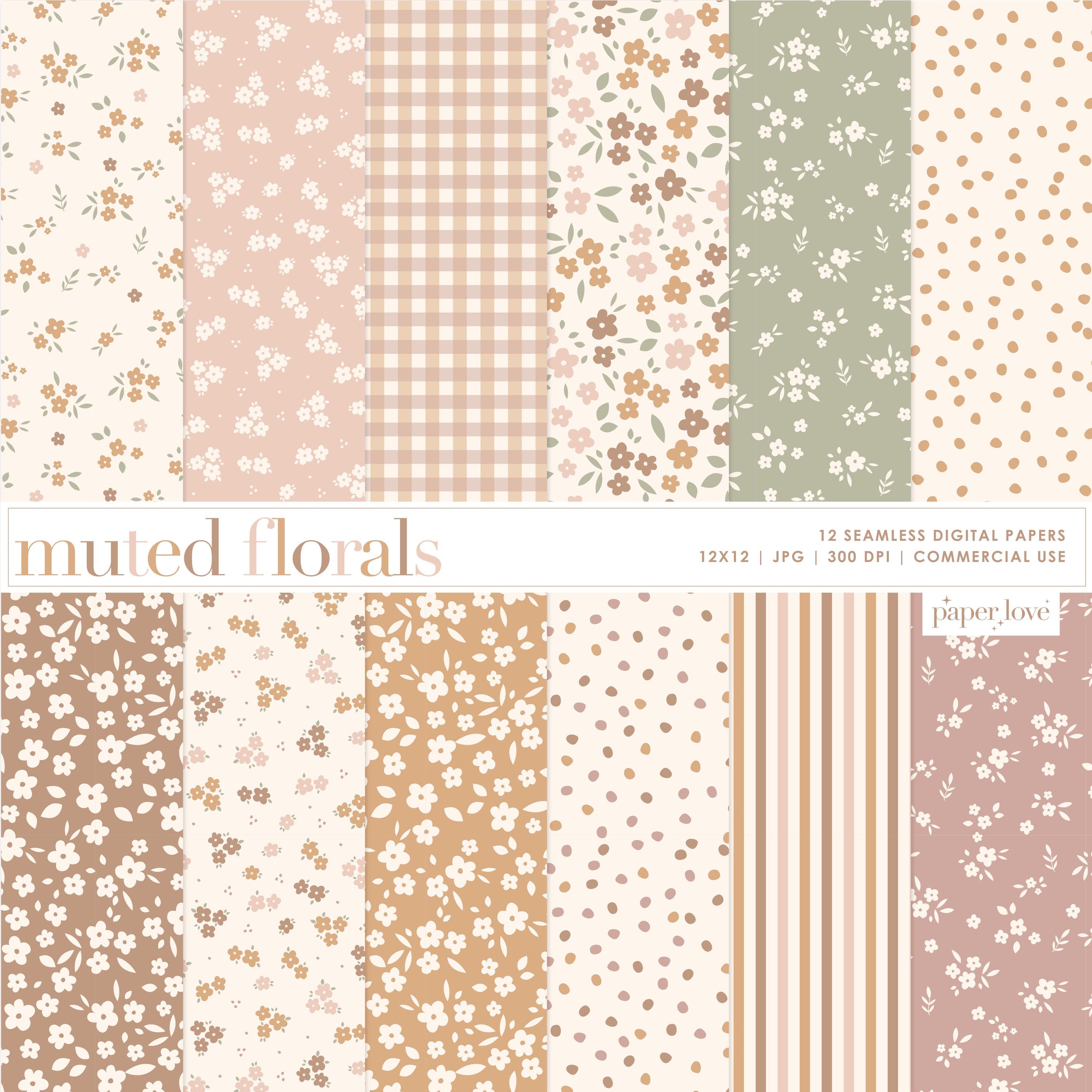 Muted Fall Floral Digital Paper, Spring Floral Seamless Pattern, Floral ...
