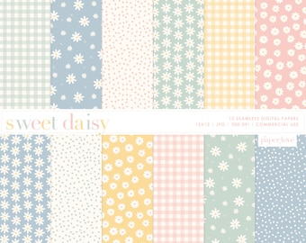 28 Daisy Floral Digital Paper, Daisy Floral Spring Seamless Repeat ...