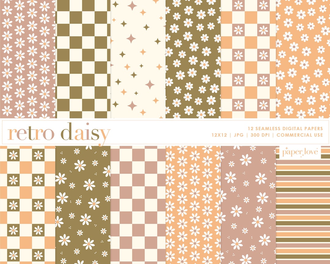 Muted Retro Daisy Seamless Pattern, Daisy Repeat Pattern, Spring Daisy ...