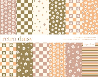 Daisy Digital Paper, Daisy Floral Seamless Repeat Pattern, Boho Floral ...