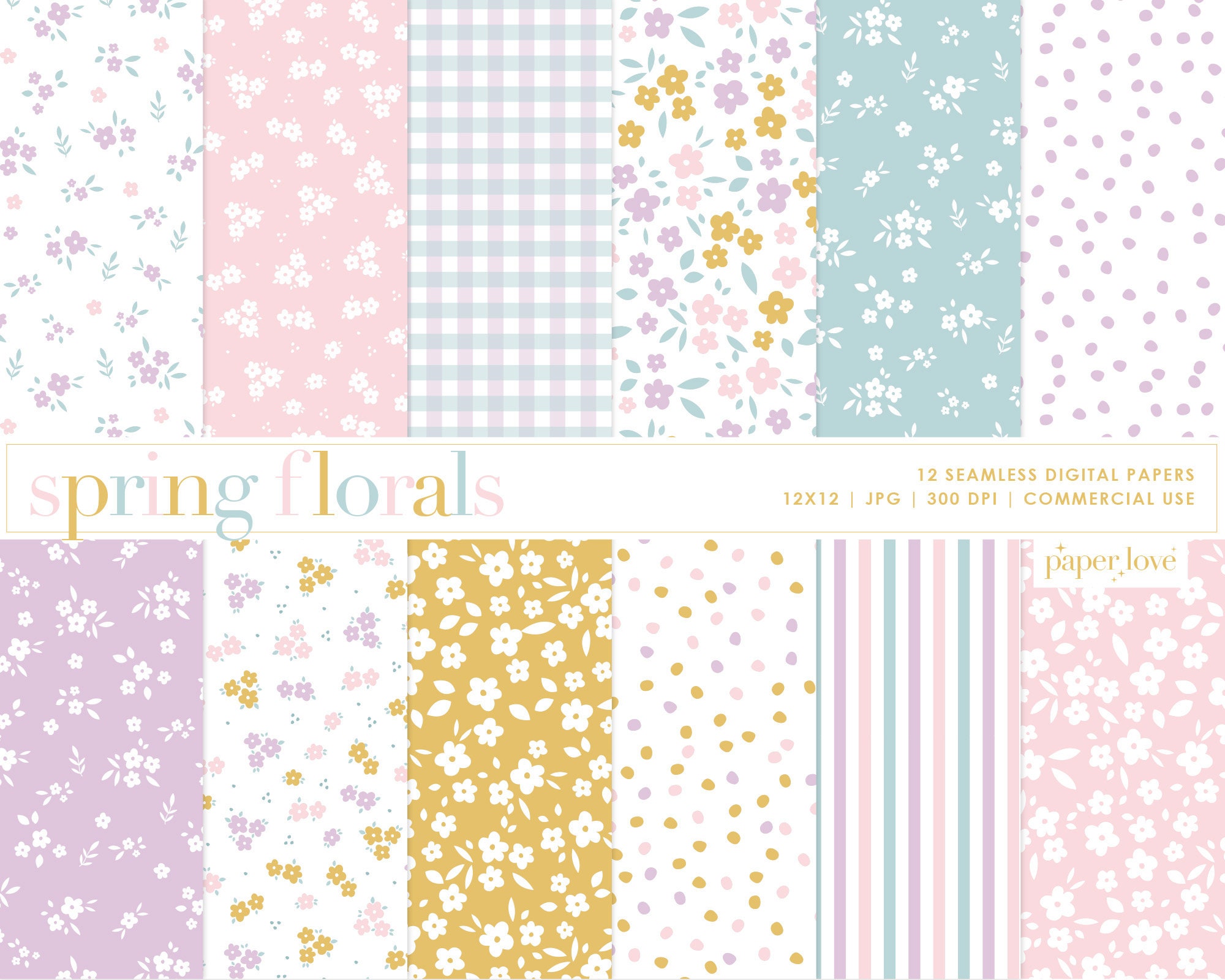 Spring Floral Digital Paper, Floral Seamless Repeat Pattern ...