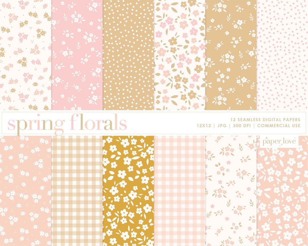 Spring Floral Digital Paper, Floral Seamless Repeat Pattern ...