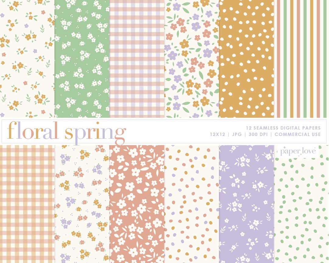Spring Floral Digital Paper, Floral Seamless Repeat Pattern ...