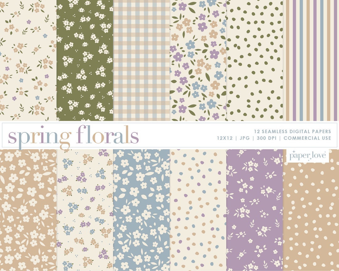 Spring Floral Digital Paper, Spring Floral Seamless Pattern ...