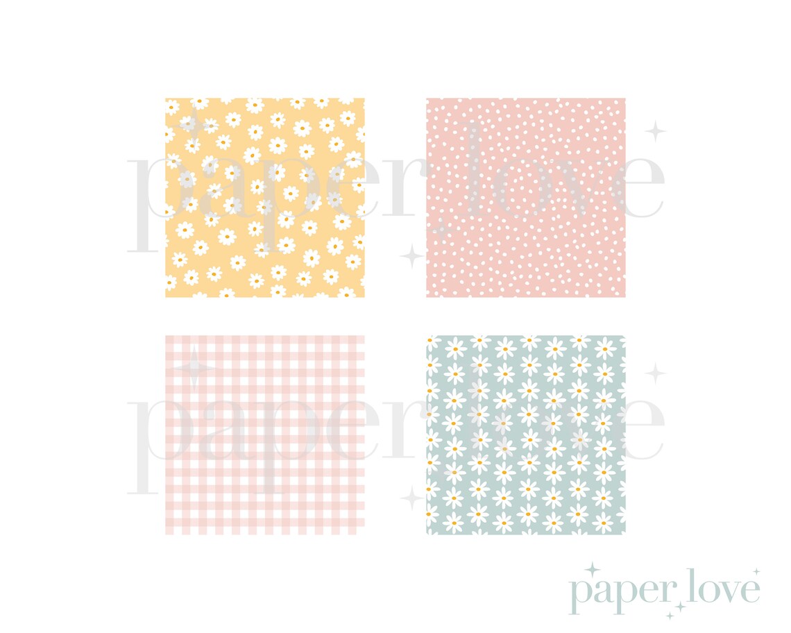 Daisy Digital Paper, Daisy Floral Seamless Repeat Pattern, Backgrounds ...