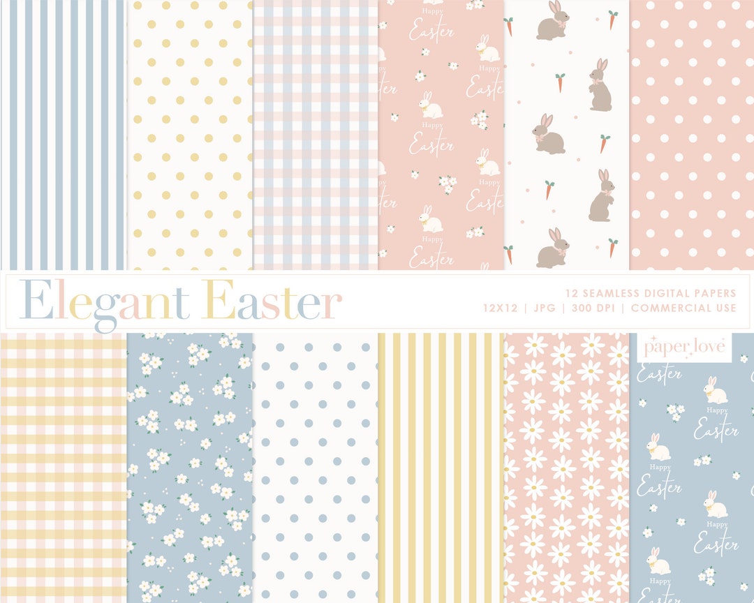Easter Bunny Digital Papers, Easter Scrapbook Paper, Bunny Backgrounds ...