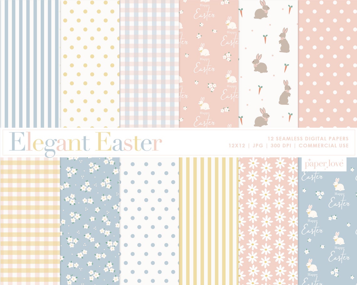 Easter Bunny Digital Papers, Easter Scrapbook Paper, Bunny Backgrounds ...