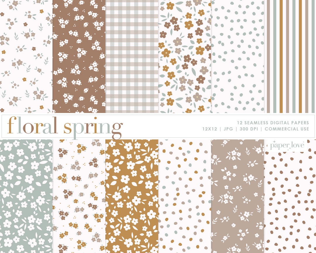 Spring Floral Digital Paper, Floral Seamless Repeat Pattern ...
