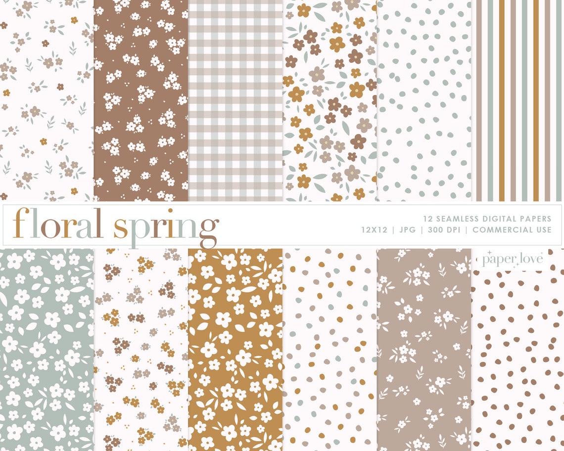 Spring Floral Digital Paper Floral Seamless Repeat Pattern - Etsy