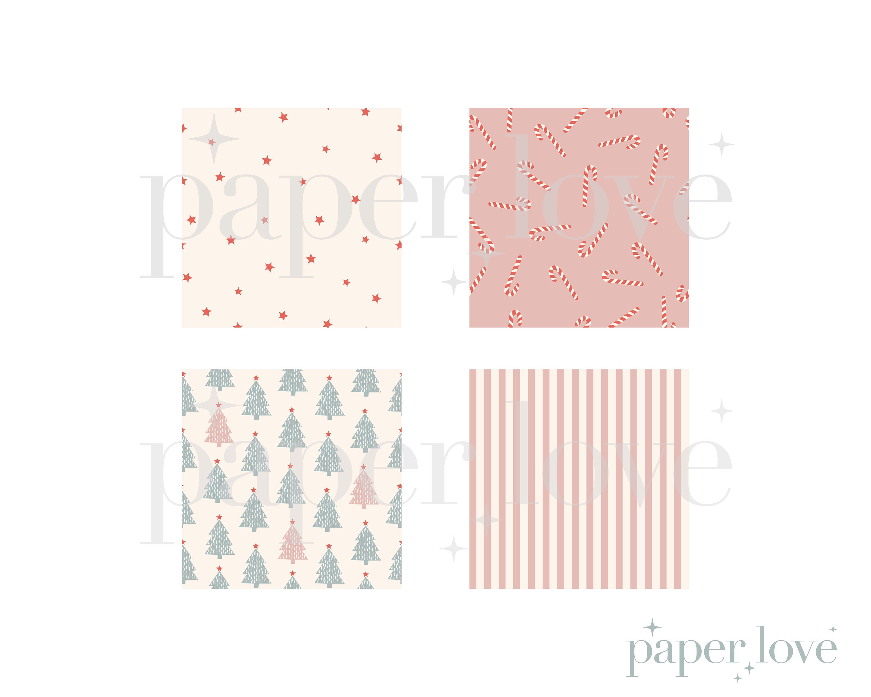 Christmas Digital Paper, Santa Claus Paper, Candy Cane Digital Paper ...