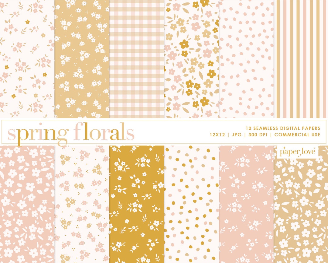 Muted Spring Floral Digital Paper, Floral Seamless Pattern, Backgrounds ...