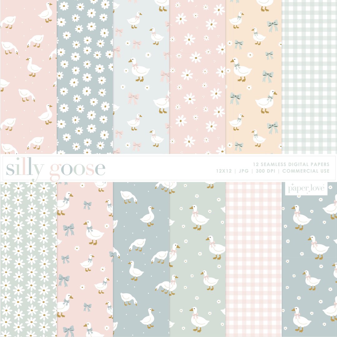 Silly Goose Pastel Seamless Pattern | Cute Digital Download for Nursery ...