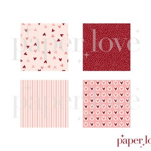 12 Valentine Hearts Seamless Digital Papers, Heart Scrapbook Paper ...