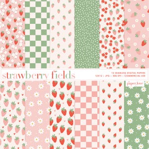 Strawberry Daisy Seamless Pattern, Cottagecore Strawberry Pattern ...