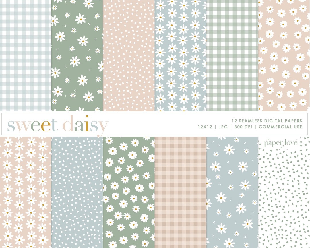 Daisy Digital Paper, Daisy Floral Seamless Repeat Pattern, Backgrounds ...
