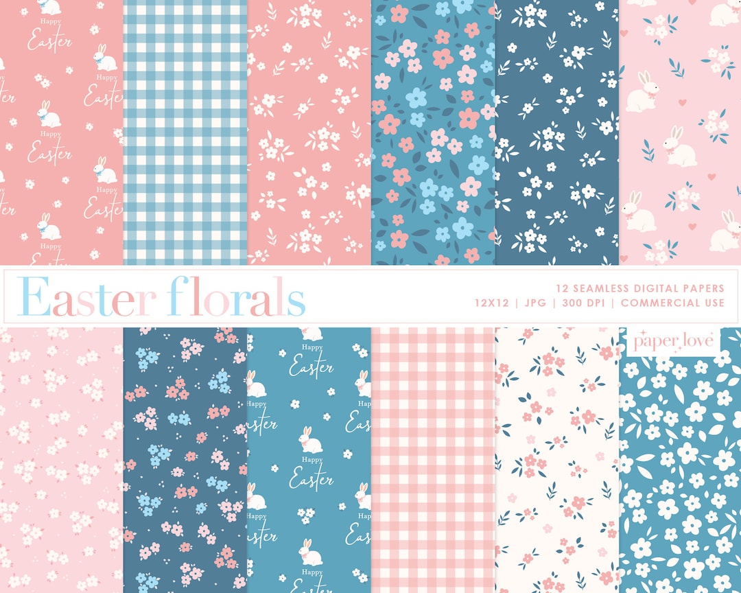 12 Easter Digital Papers, Spring Digital Papers, Bunny Easter Scrapbook ...