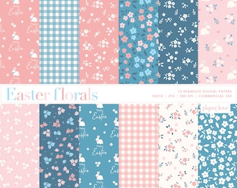 12 Easter Seamless Digital Papers, Boho Easter Scrapbook Paper, Bunny ...