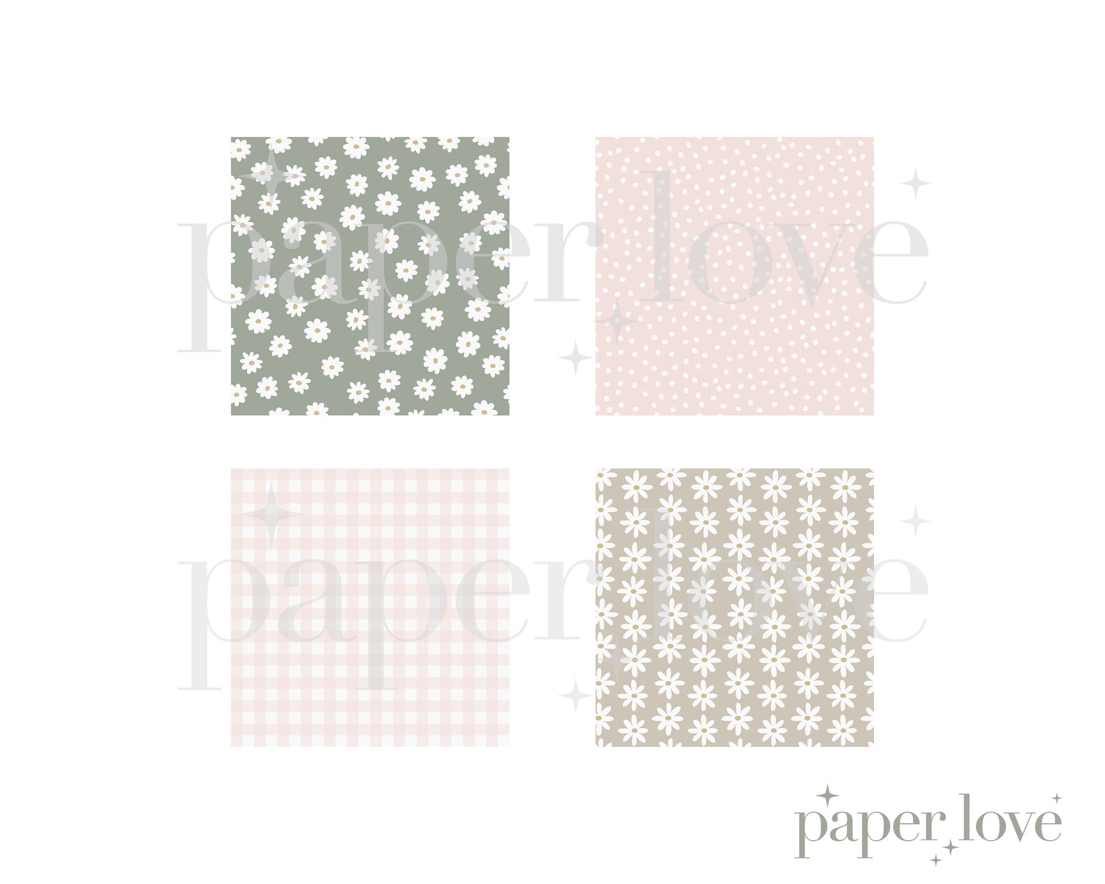 Daisy Digital Paper, Muted Boho Daisy Floral Seamless Repeat Pattern ...