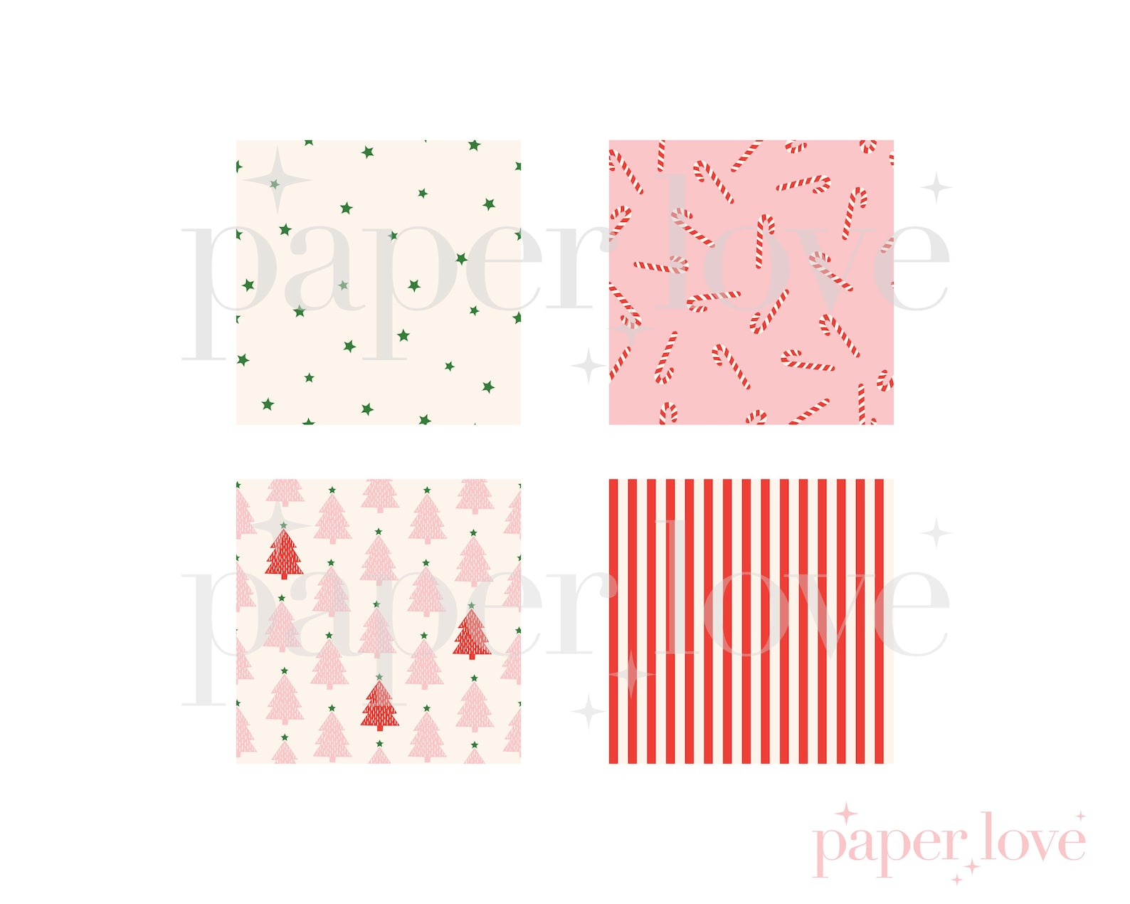 Christmas Digital Paper, Candy Cane Digital Paper, Retro Santa Claus ...