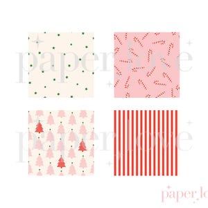 Christmas Digital Paper, Candy Cane Digital Paper, Retro Santa Claus ...