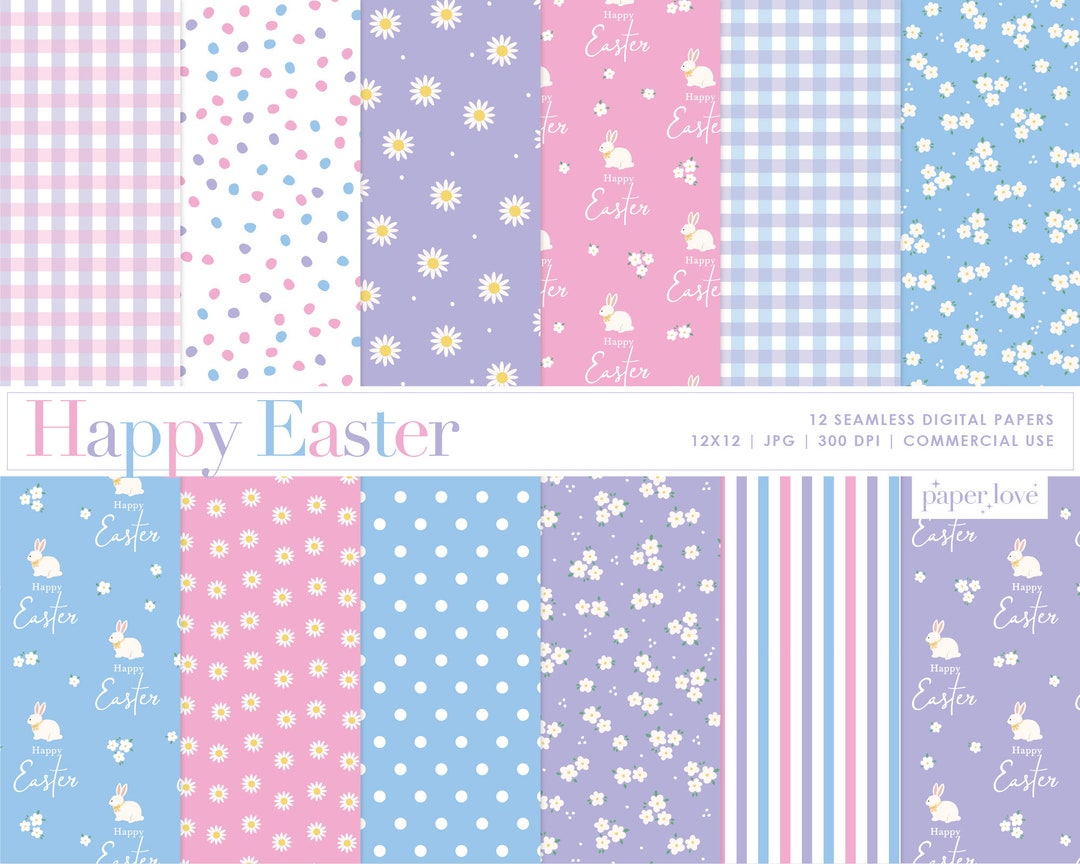 12 Easter Bunny Digital Paper, Bunny Scrapbook Paper, Bunny Pattern ...