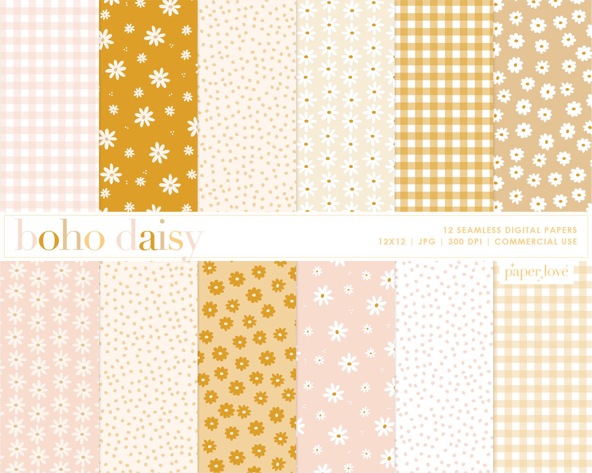 Daisy Digital Paper, Daisy Floral Seamless Repeat Pattern, Backgrounds ...