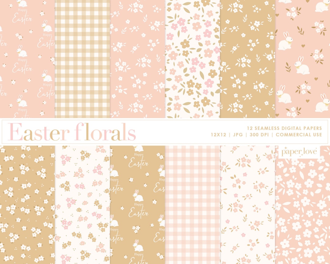 12 Easter Seamless Digital Papers, Boho Easter Scrapbook Paper, Bunny ...