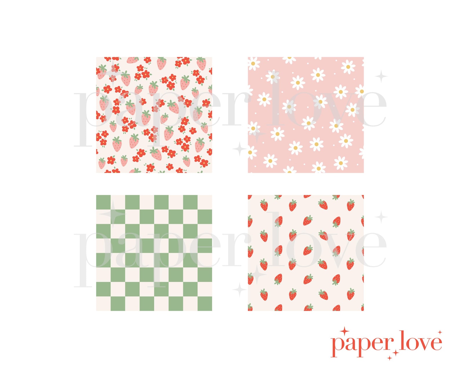 Strawberry Daisy Seamless Pattern, Cottagecore Strawberry Pattern ...