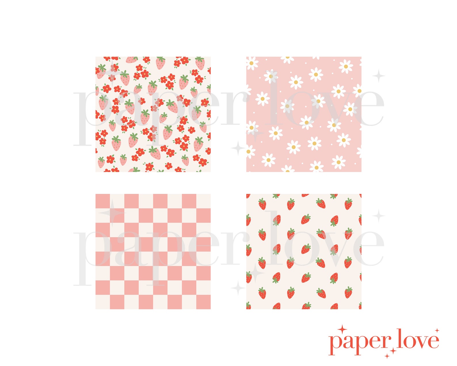 Strawberry Daisy Seamless Pattern, Pastel Strawberry Pattern, Daisy ...