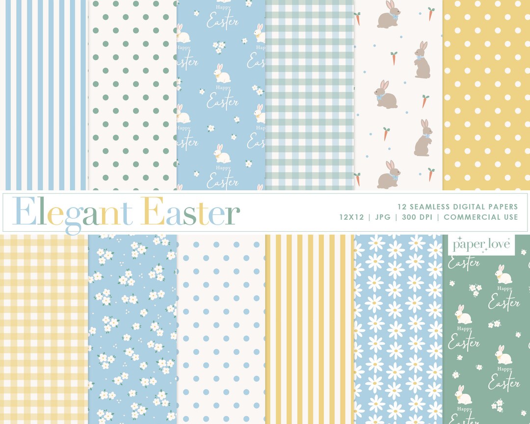 12 Easter Bunny Seamless Digital Papers, Easter Scrapbook Paper, Bunny ...