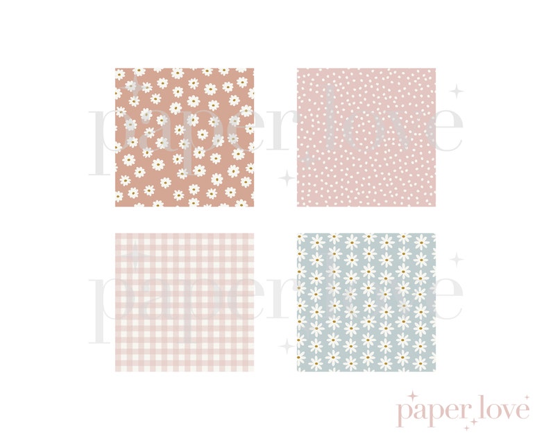 Daisy Digital Paper, Pastel Daisy Floral Seamless Repeat Pattern ...